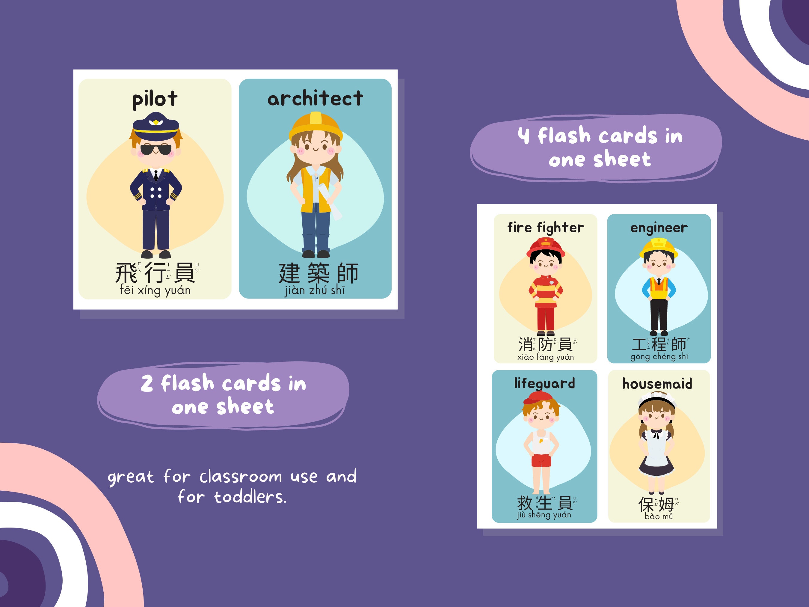 26 Occupations Traditional Chinese English Flash Cards I Flash Cards ...