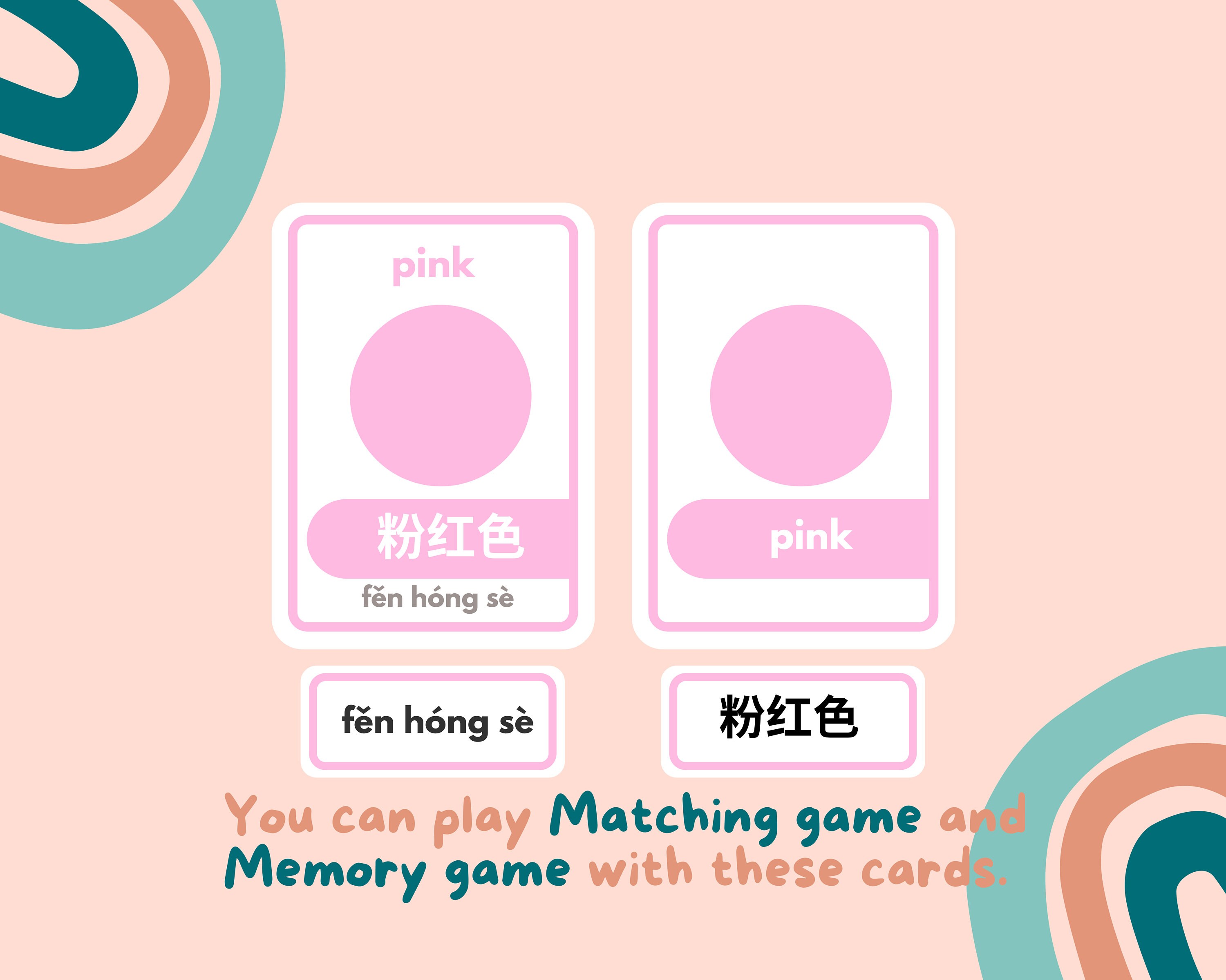 16 Colors Bilingual Flash Cards English-traditional Chinese Zhuyin and ...