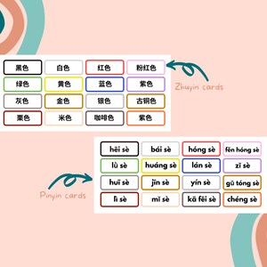 16 Colors Bilingual Flash Cards English-traditional Chinese Zhuyin and ...