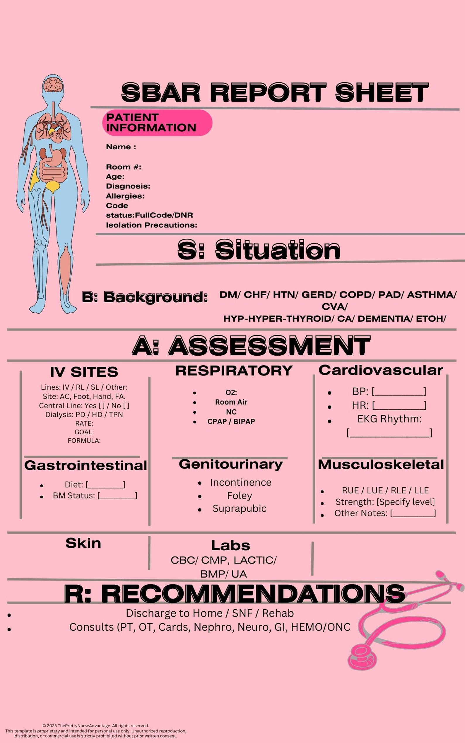 SBAR Report Template - Etsy