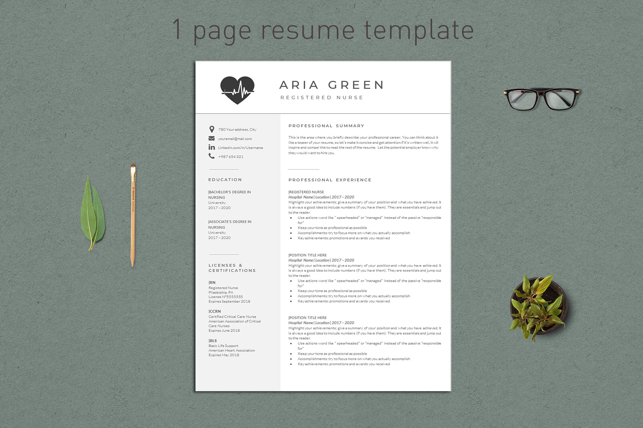 New Grad Nurse Resume Template Nursing CV for Word and Pages - Etsy