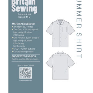Summer Shirt Sewing Pattern - Etsy