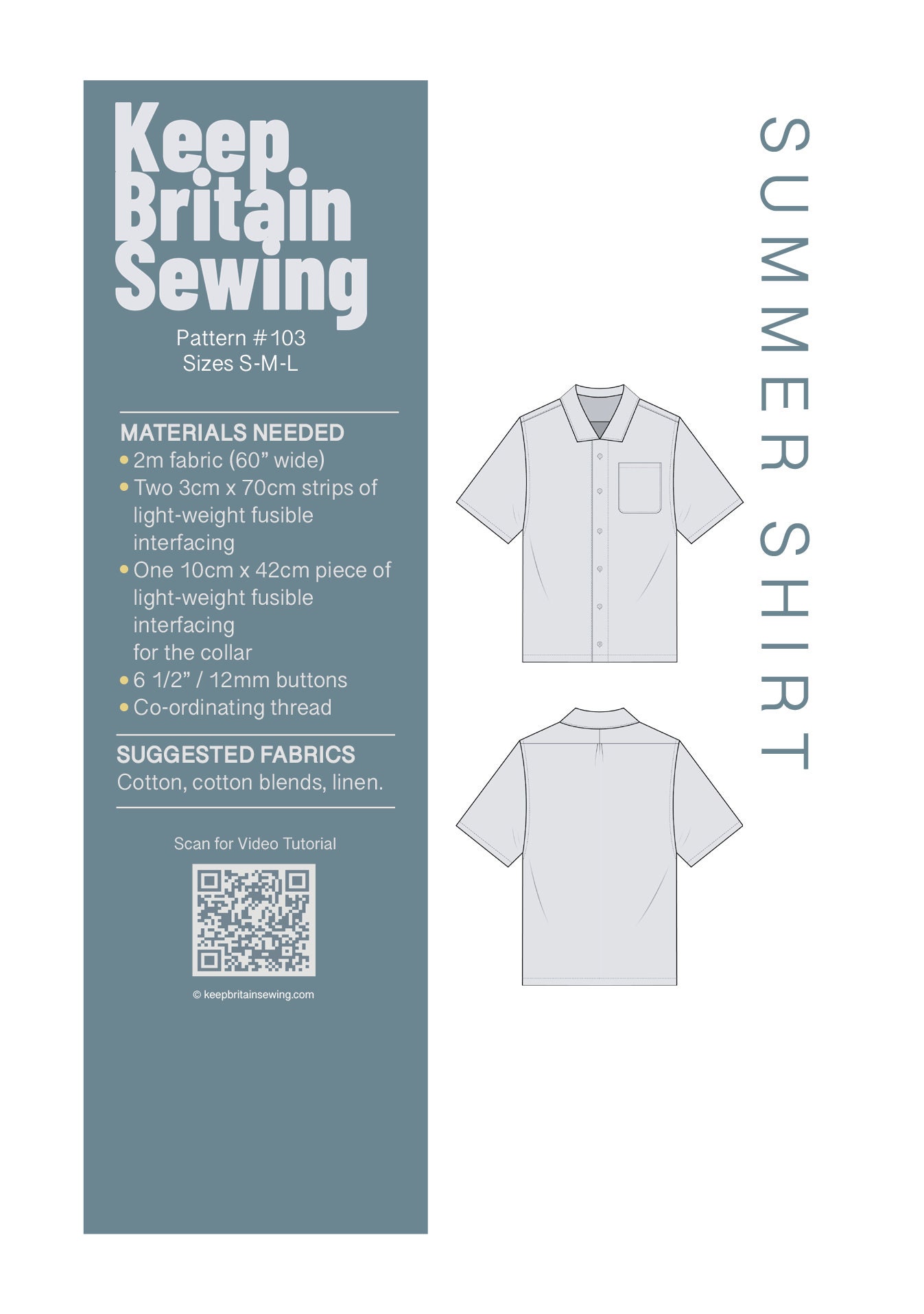 Summer Shirt Sewing Pattern - Etsy