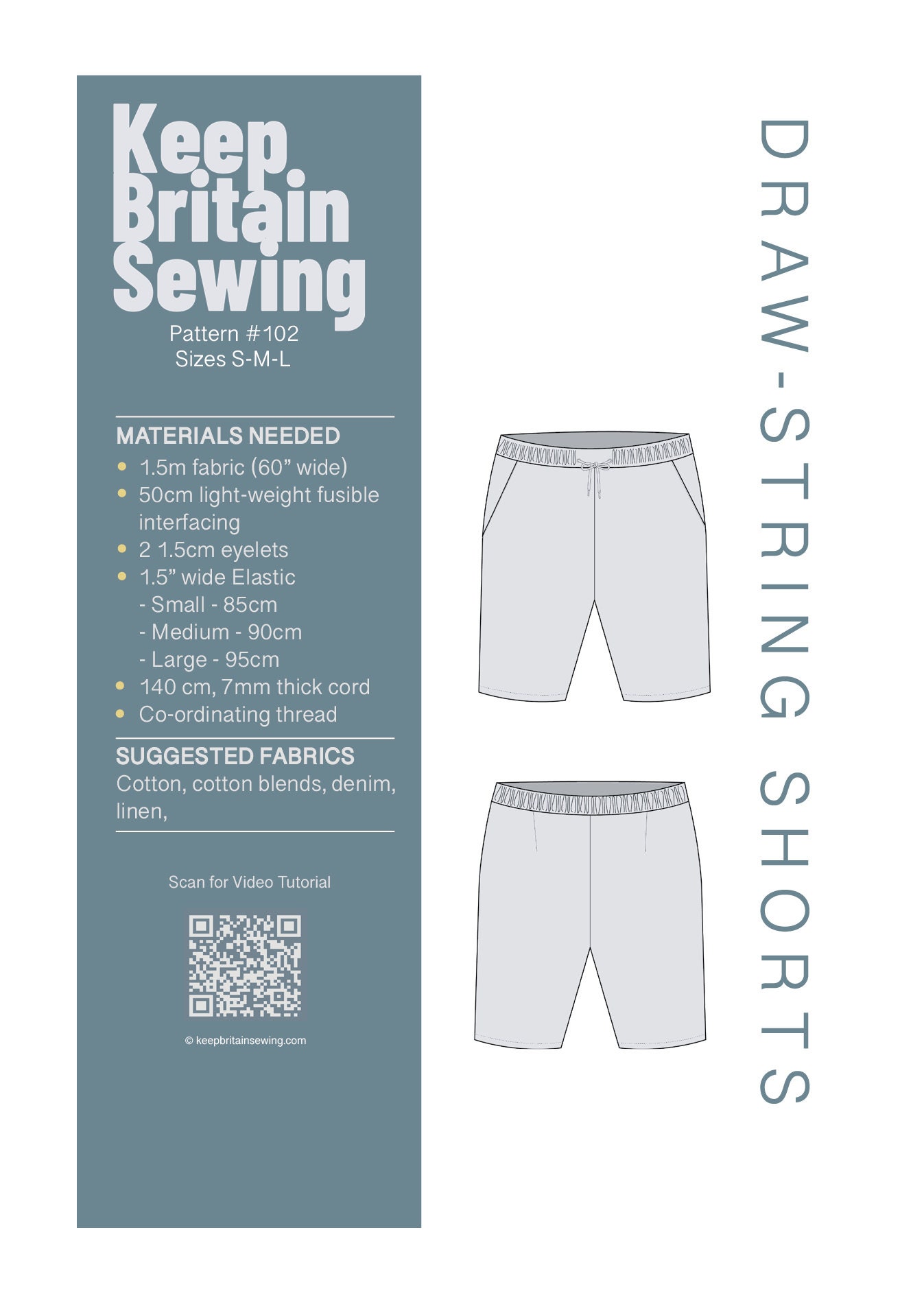 Draw-string Shorts Sewing Pattern - Etsy
