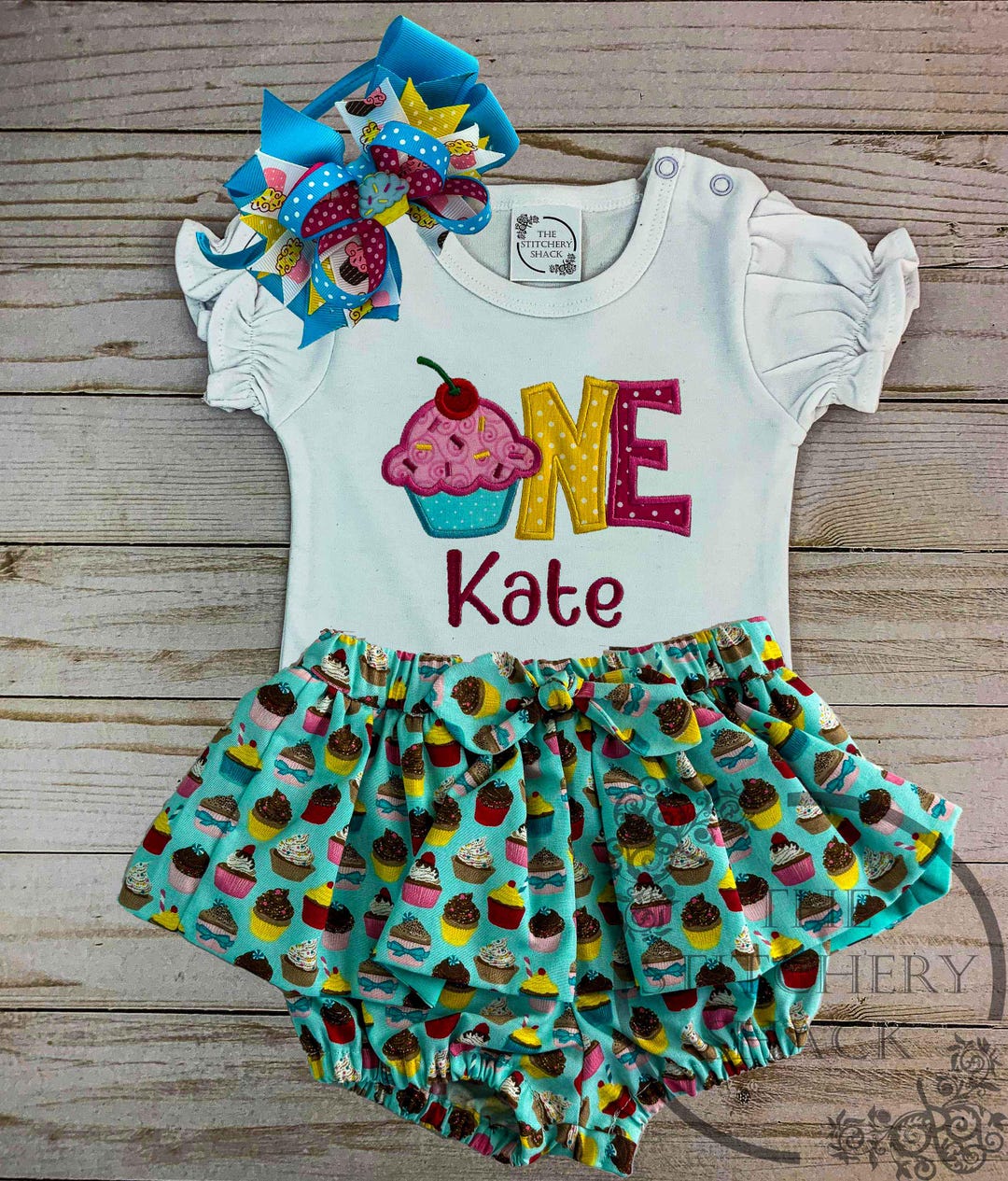 Cupcake Birthday Outfit for Girls, Personalized Shirt or Onesie With ...