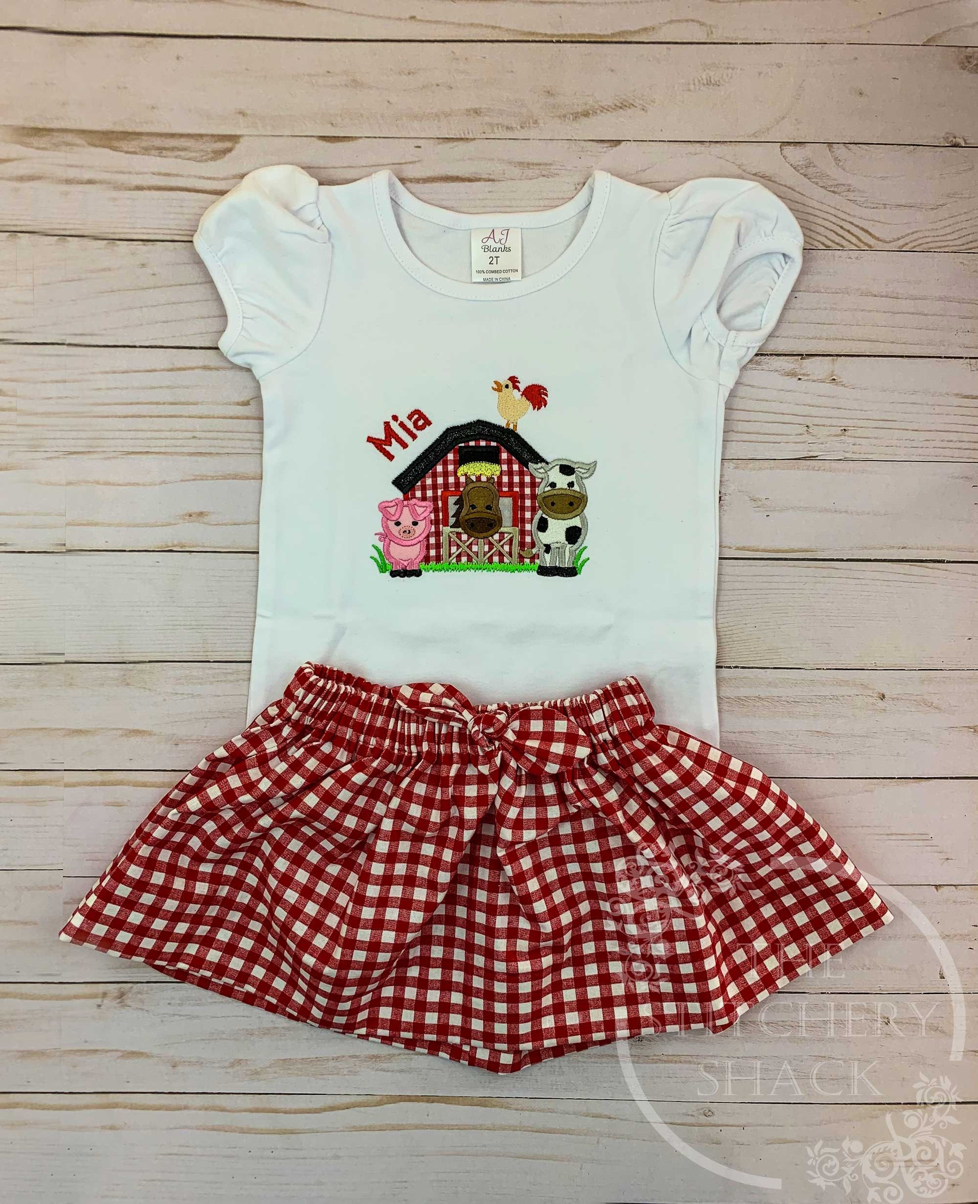 Girl Farm Theme Birthday Farm Birthday Red Gingham Outfit - Etsy