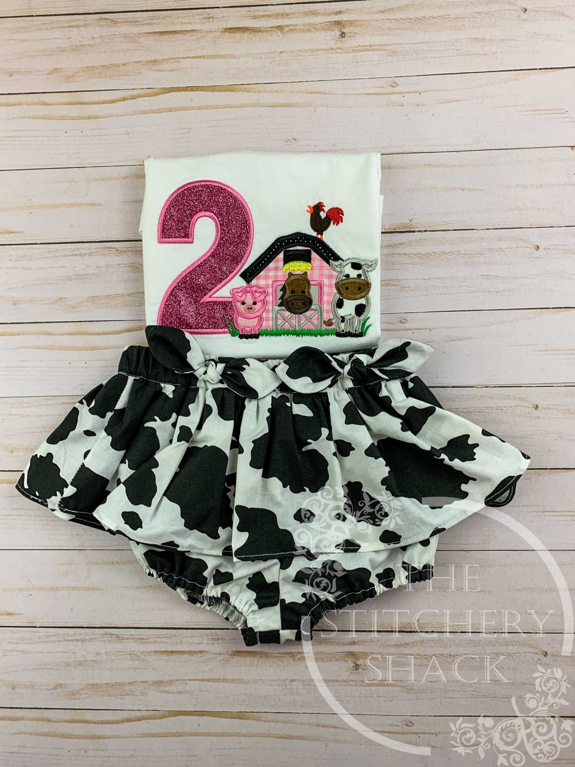 Girl Farm Theme Birthday Pink | Farm Birthday Pink | Cow Print Skirted ...