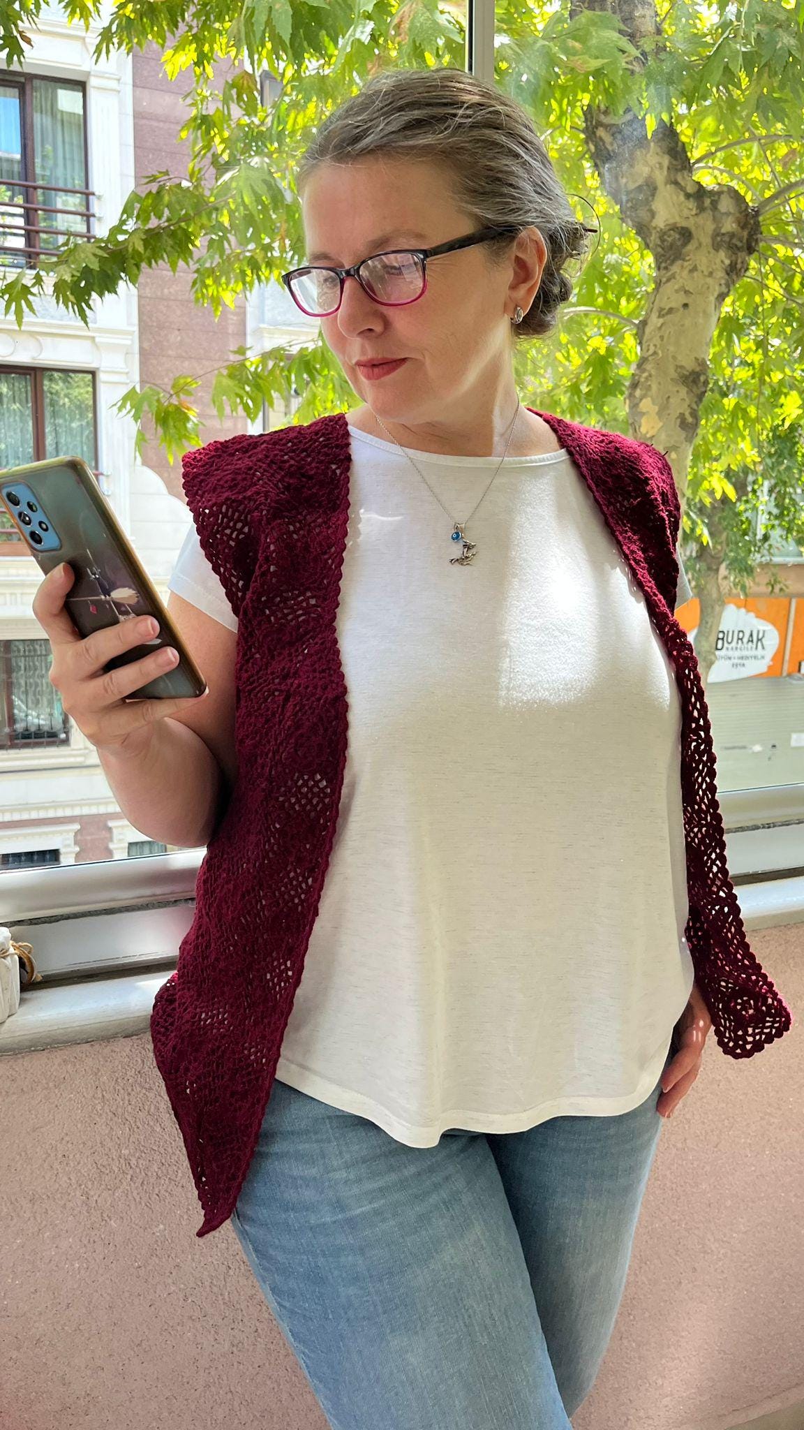 Claret Red Crochet Granny Square Vest - Etsy