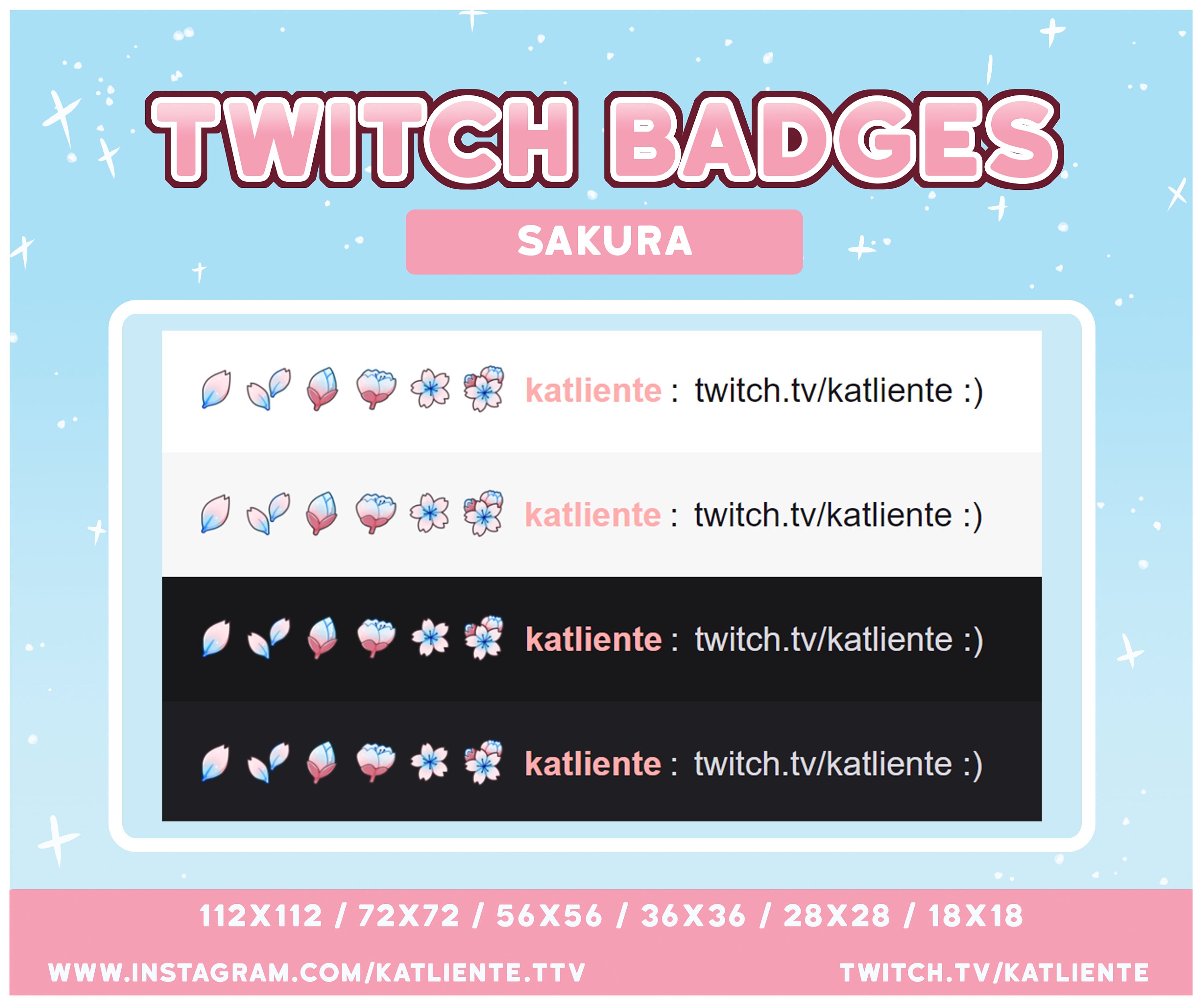 Sakura Twitch Badges: Pink & Blue Cherry Blossom (digital Download) - Etsy