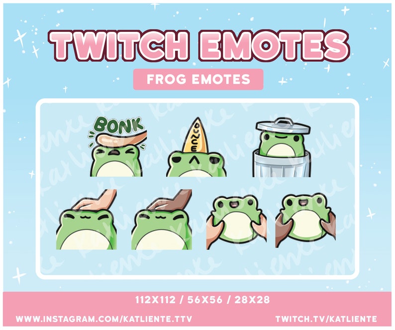 7x Kawaii Frog Emotes for Twitch, Discord, Youtube (digital Download ...
