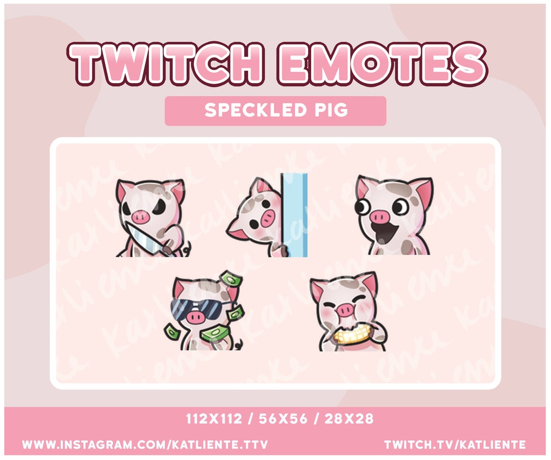 5x Kawaii Speckled Pig Farm Animal Chibi Emotes for Twitch, Discord ...
