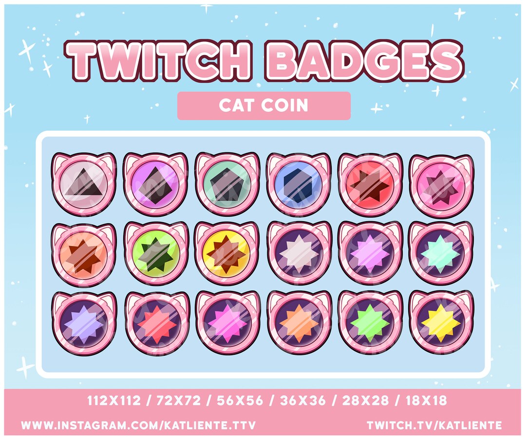 18x PINK Tabby Ginger Cat Kitty Coin Catcoin Pet Animal Sub/bit Badges ...