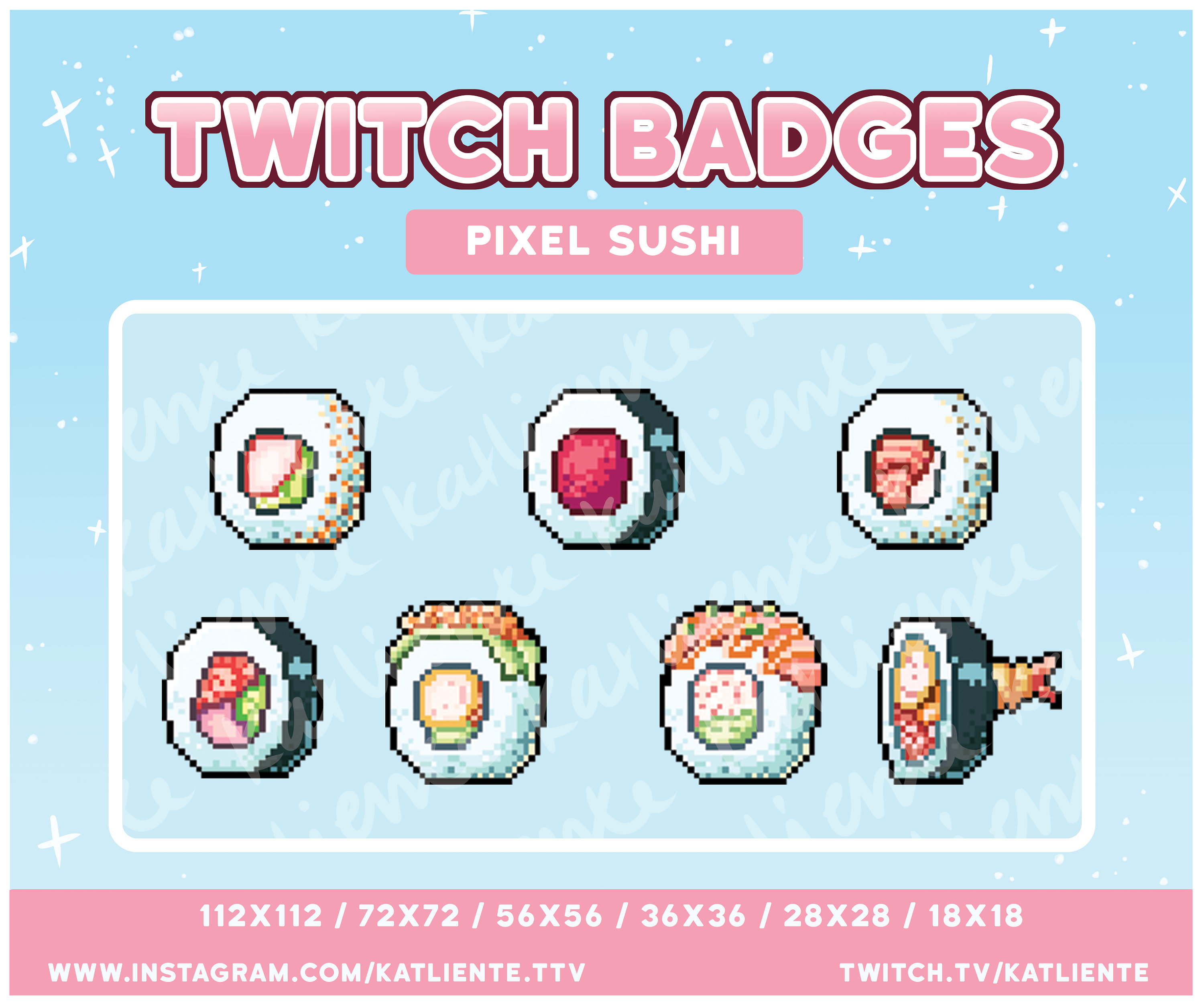 Pixel Art Nigiri Sushi Food Sub/bit Badges Twitch - Etsy
