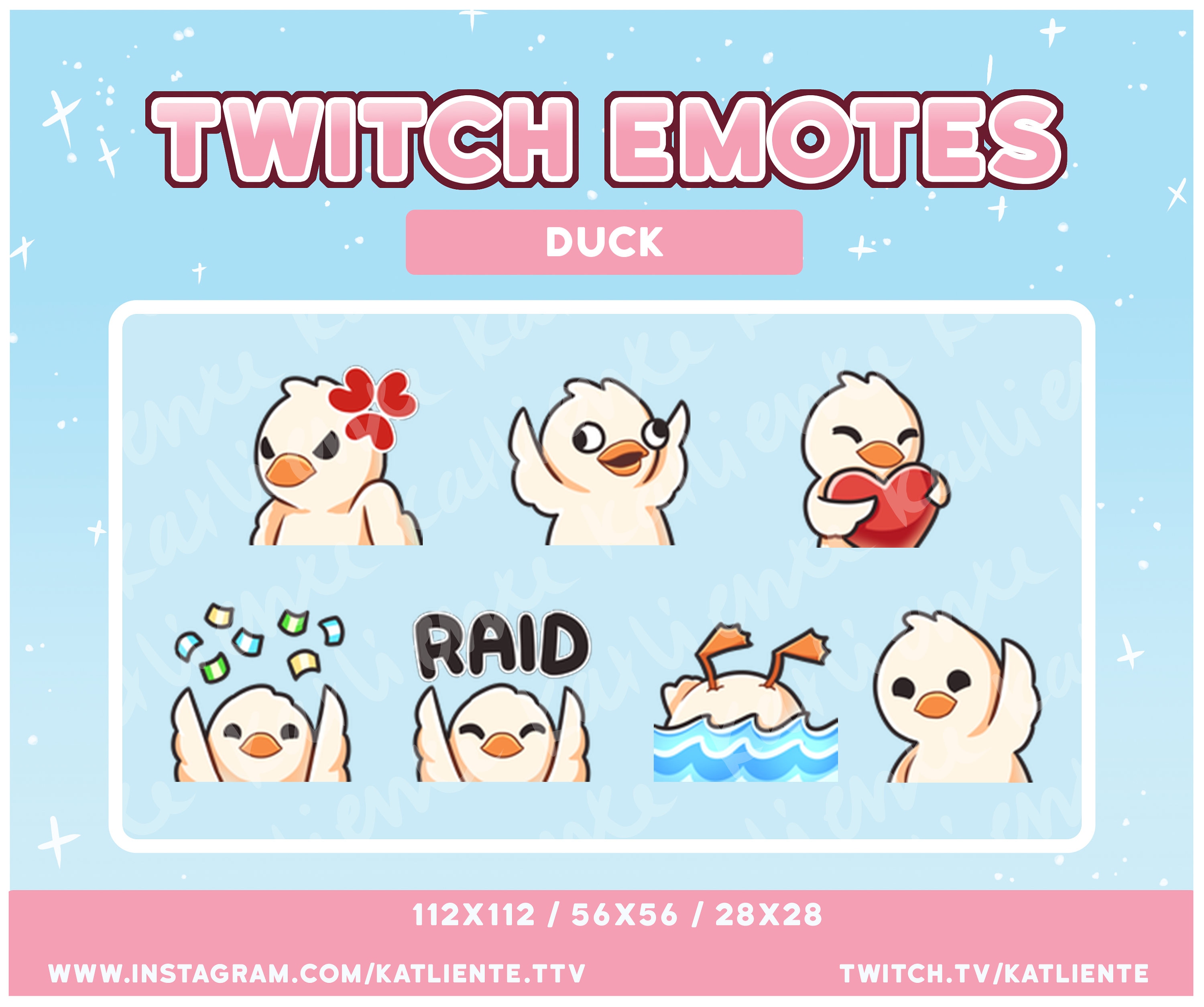 7 WHITE Duck Kawaii Cute Animal Bird Emotes Twitch, Discord, Youtube - Etsy