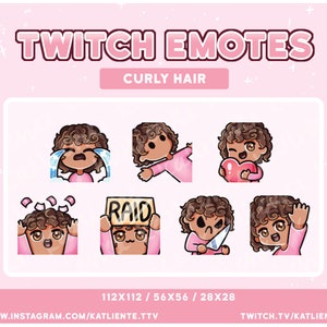 Cute Chibi Girl Emote Pack, Brown Short Curly Hair, Brown Eyes, Medium ...