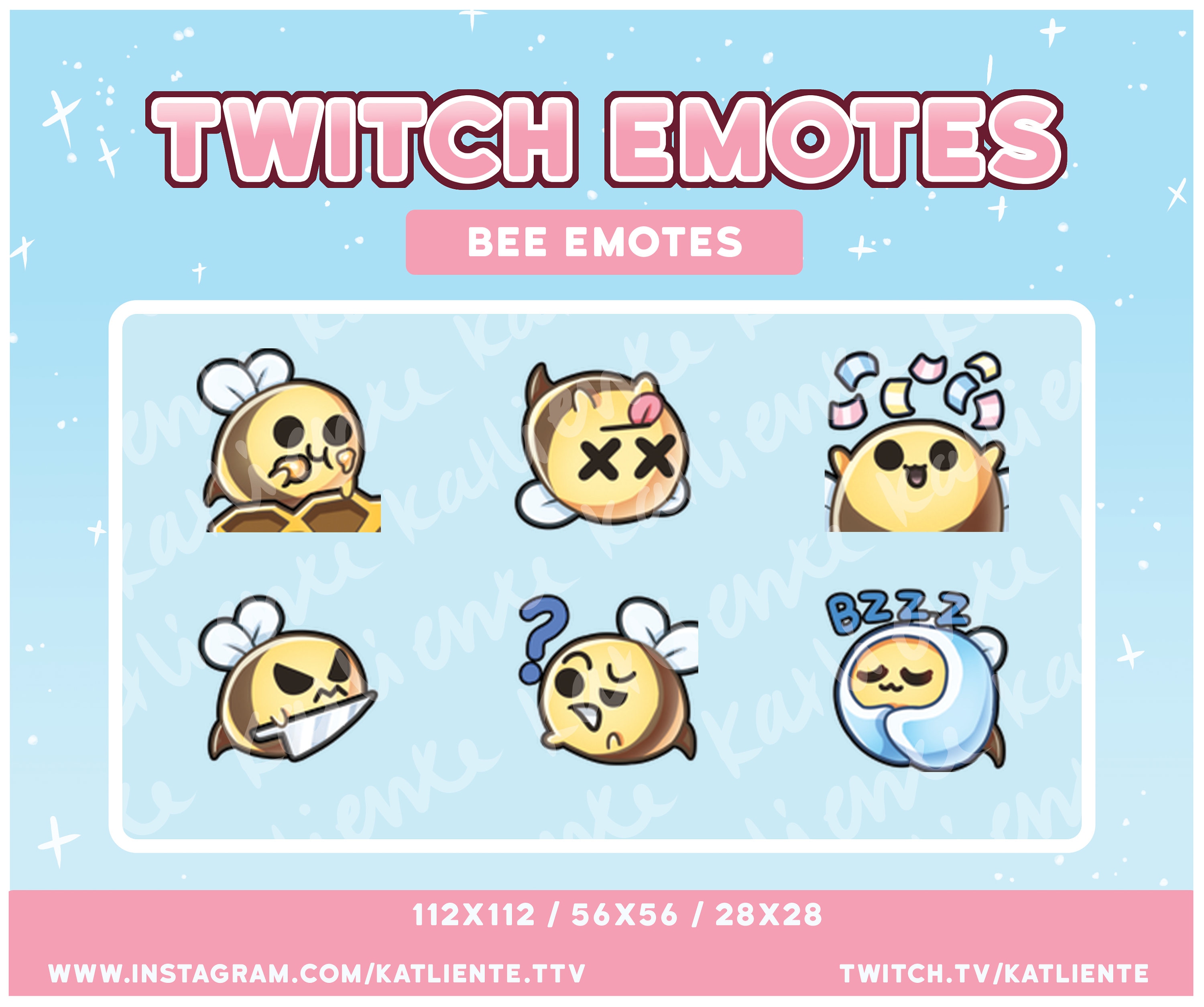 Kawaii Bee Emotes Twitch Discord Youtube - Etsy