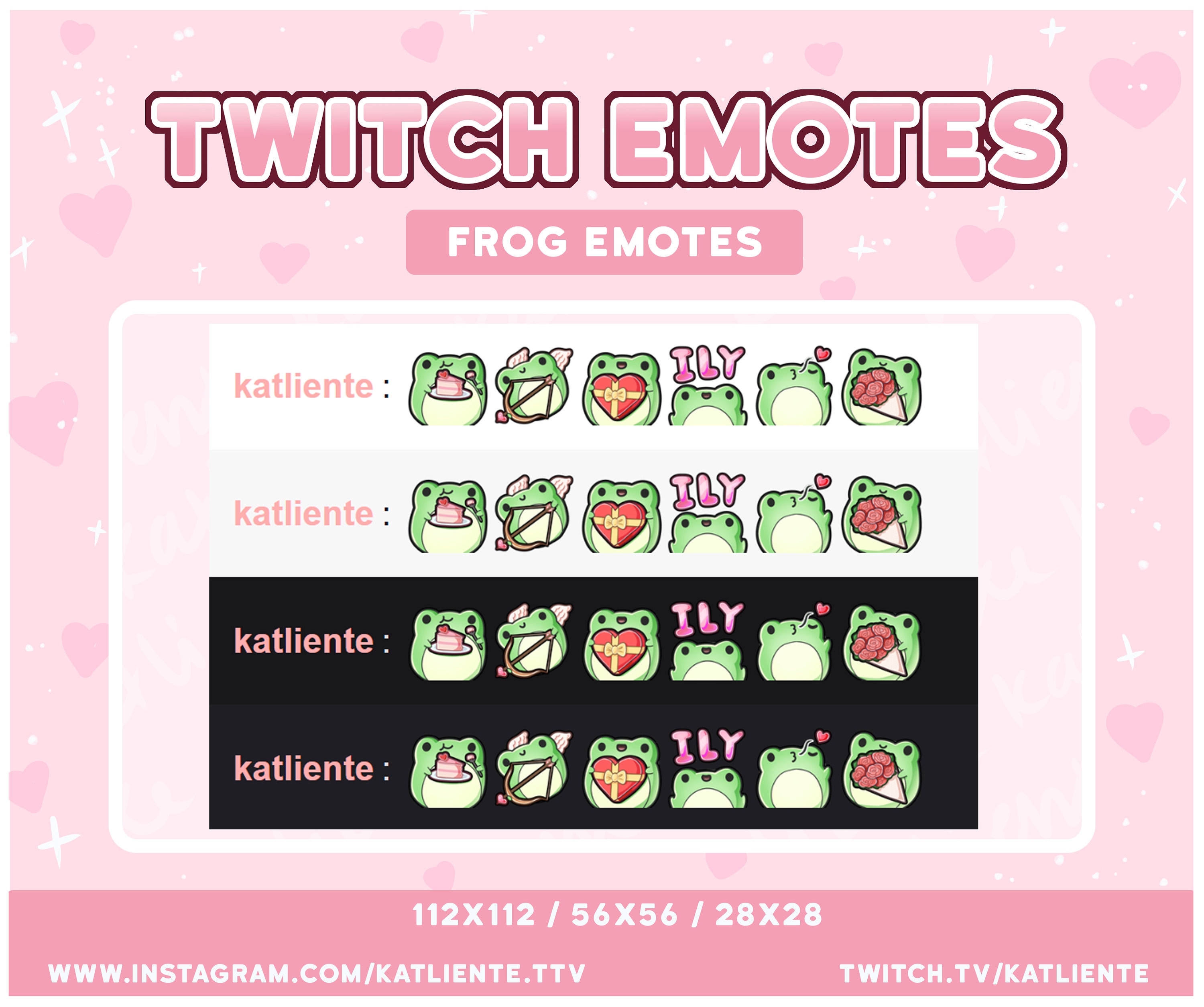 Kawaii Frog Valentines Day Romance Love Emotes for Twitch, Discord ...
