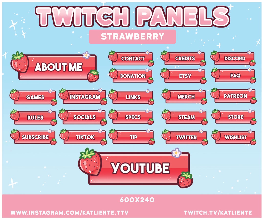 Cute Strawberry Fruit Panels for Twitch - Etsy