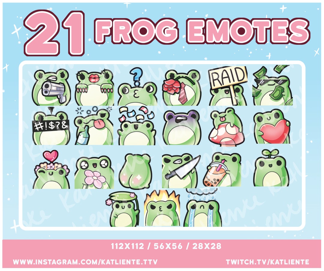 HUGE SET of 21 Kawaii Frog Emotes - Twitch, Discord, Youtube - Etsy