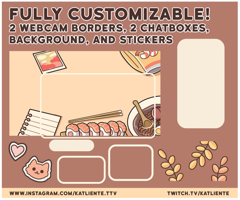 Animated Lofi Desk Food Ramen Sushi Switch Twitch Overlays and - Etsy