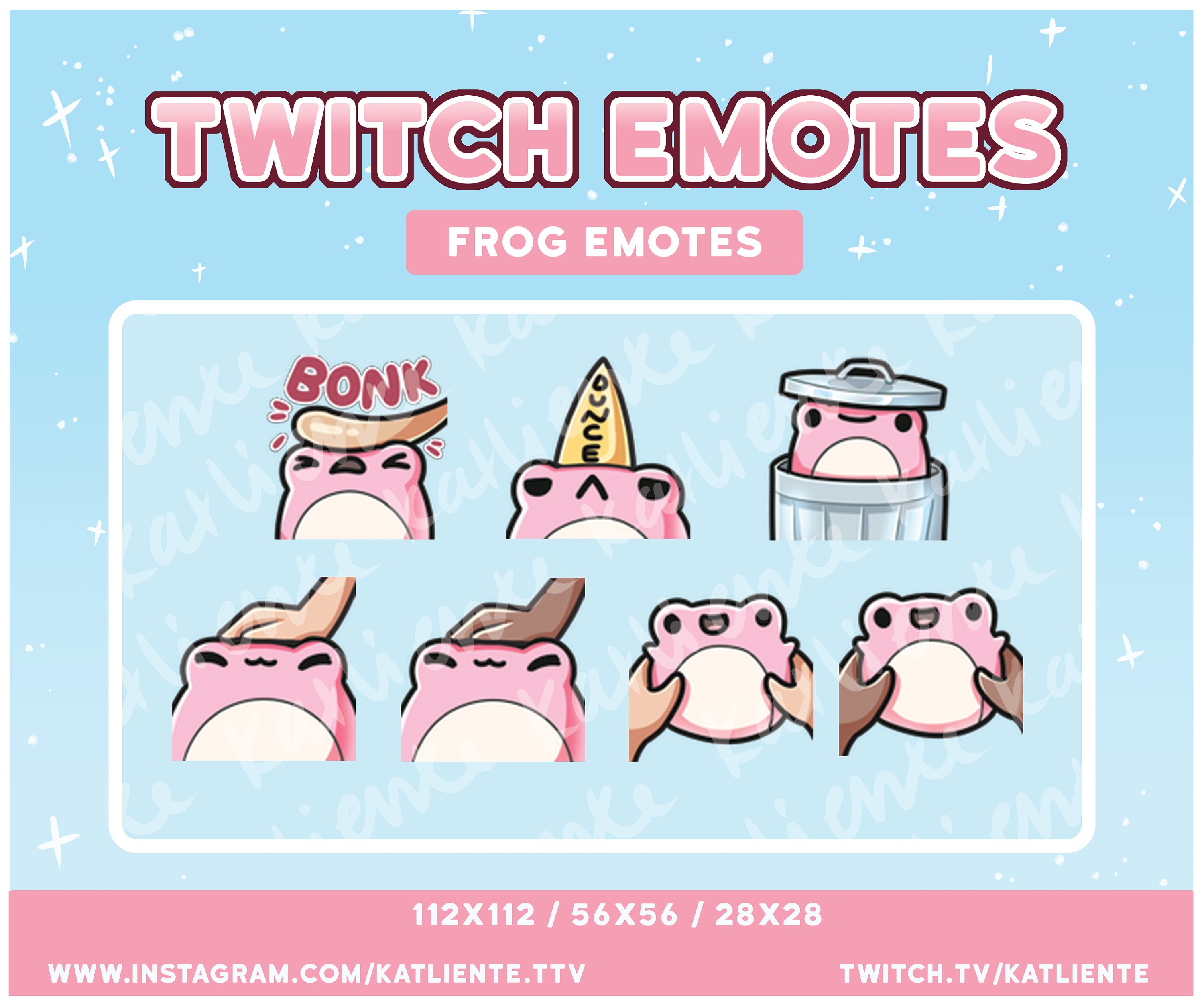 7x Kawaii PINK Frog Animal Emotes for Twitch, Discord, Youtube Bonk ...