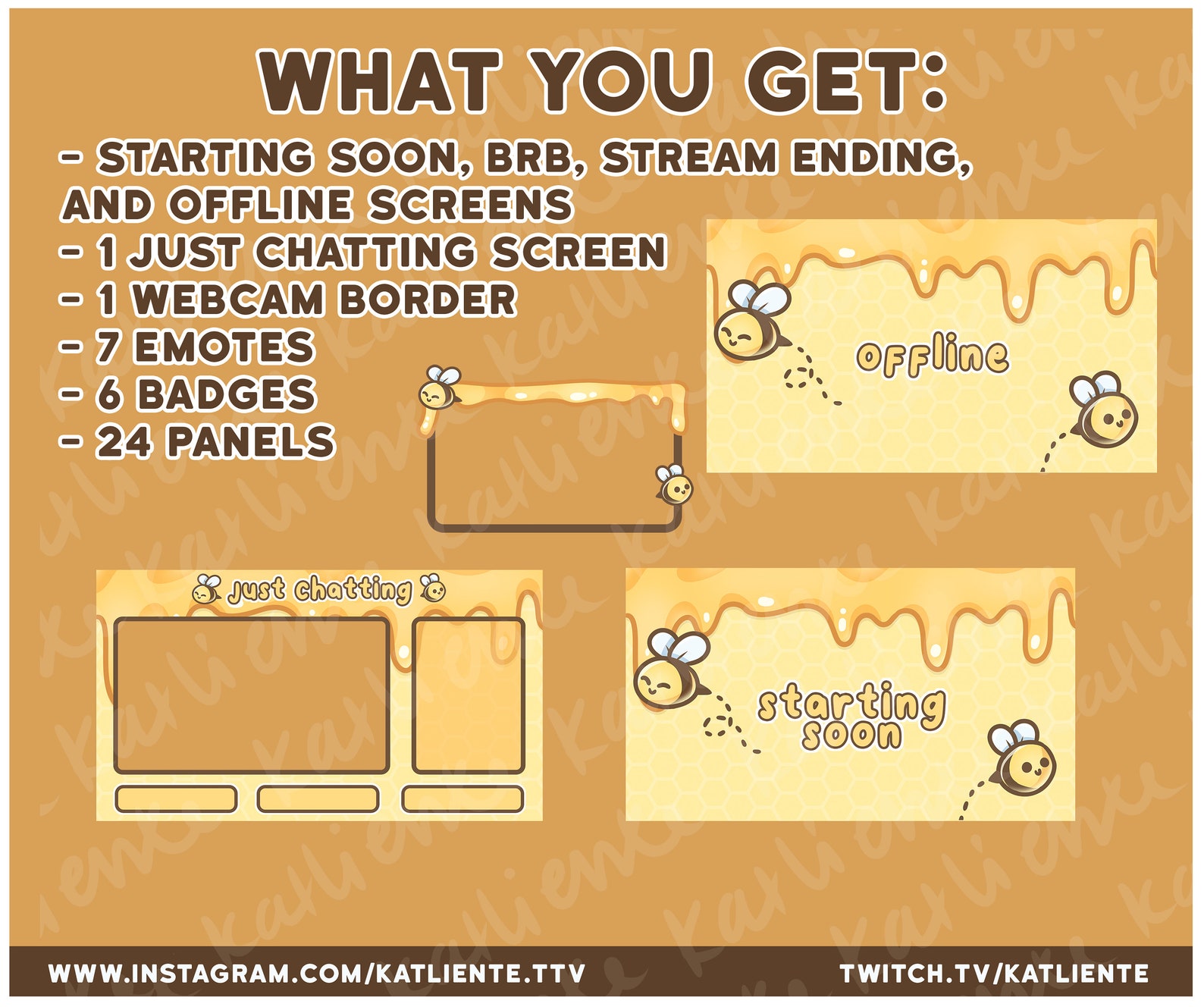 Kawaii Bee Twitch Overlays Full Package 4 Scenes 1 - Etsy UK