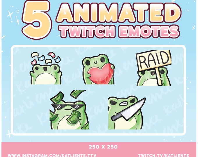 Froggie Discord or Twitch Emotes & Stickers (pack of 6!) [instant ...
