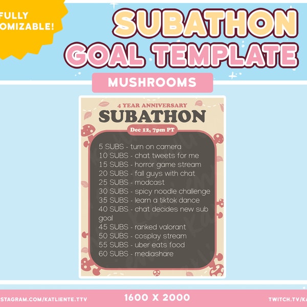 Twitch Subathon Template - Etsy