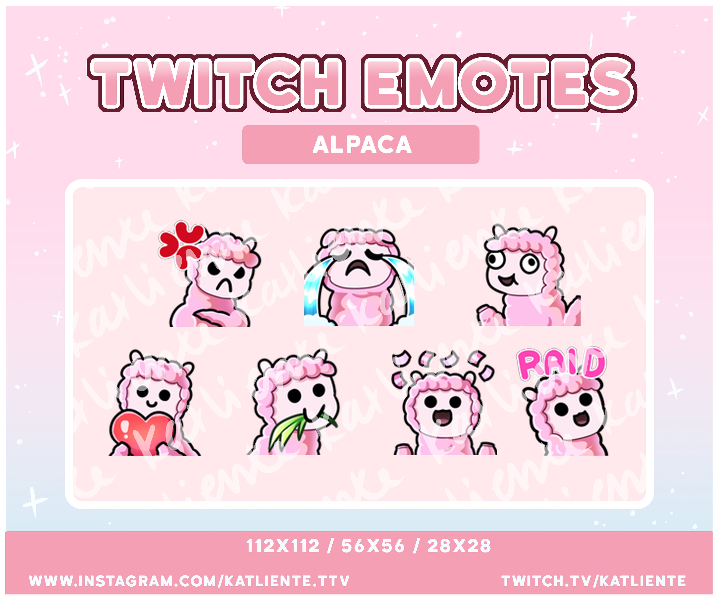 Kawaii Cute Animal Alpaca Llama Sheep Fluffy Pet Emotes - Twitch ...