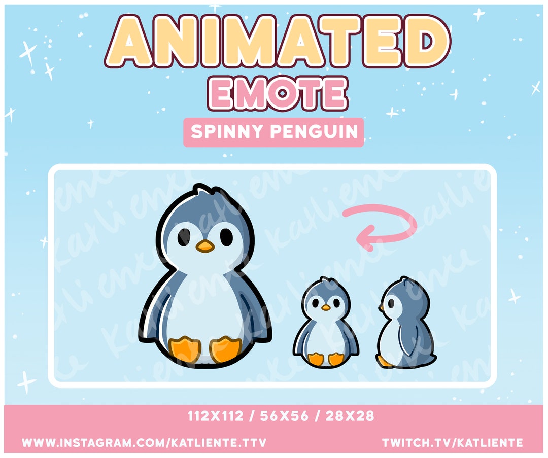 GRAY Animated Kawaii Penguin Spinning in a Circle Cute Animal Bird ...