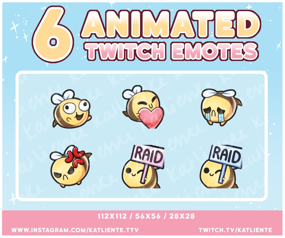 Animated Kawaii SET OF 6 EMOTES Derpy, Heart, Cry, Angry, Raid, Sad ...