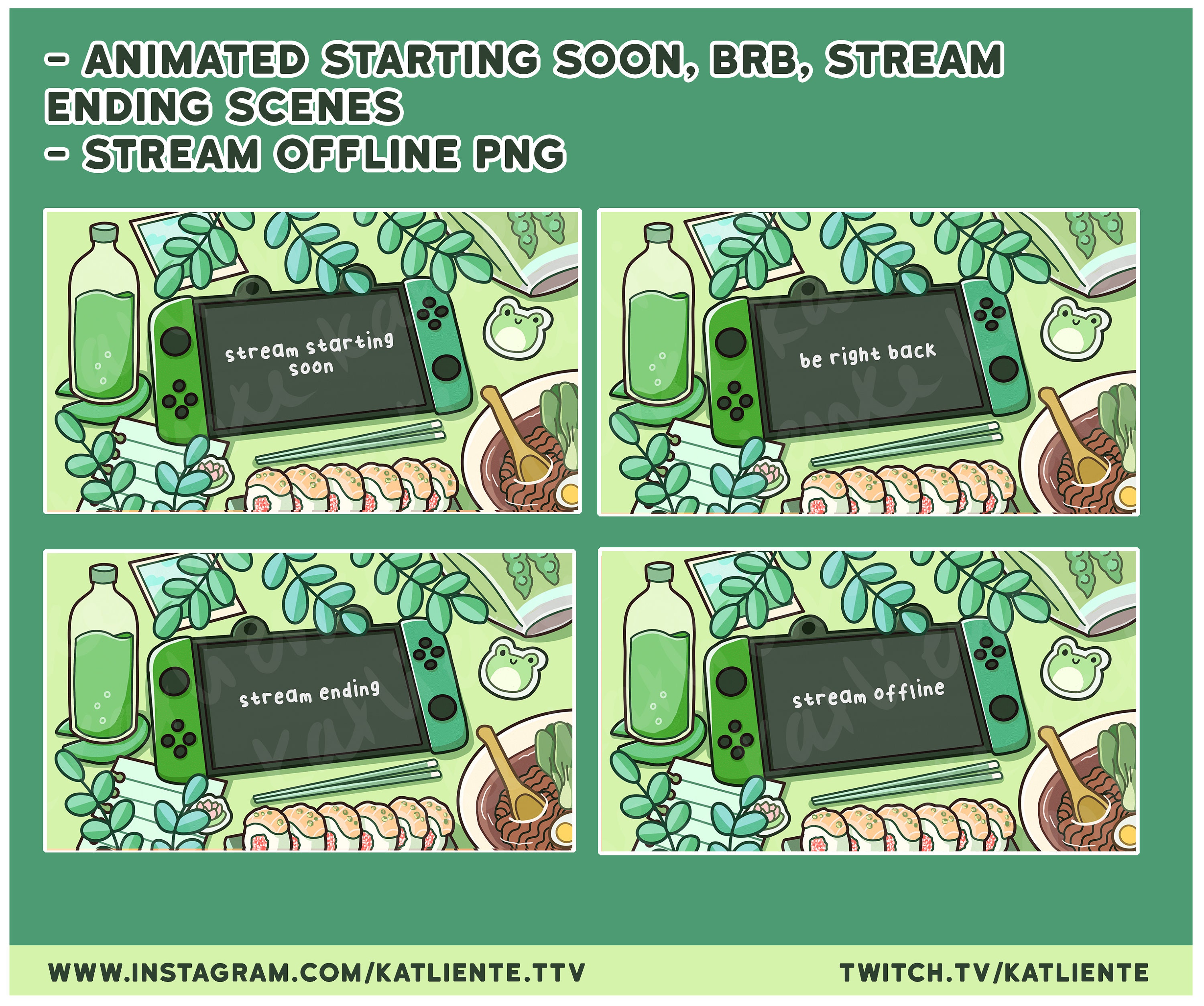 Animated Lofi Frog Desk Food Ramen Sushi Switch Twitch - Etsy