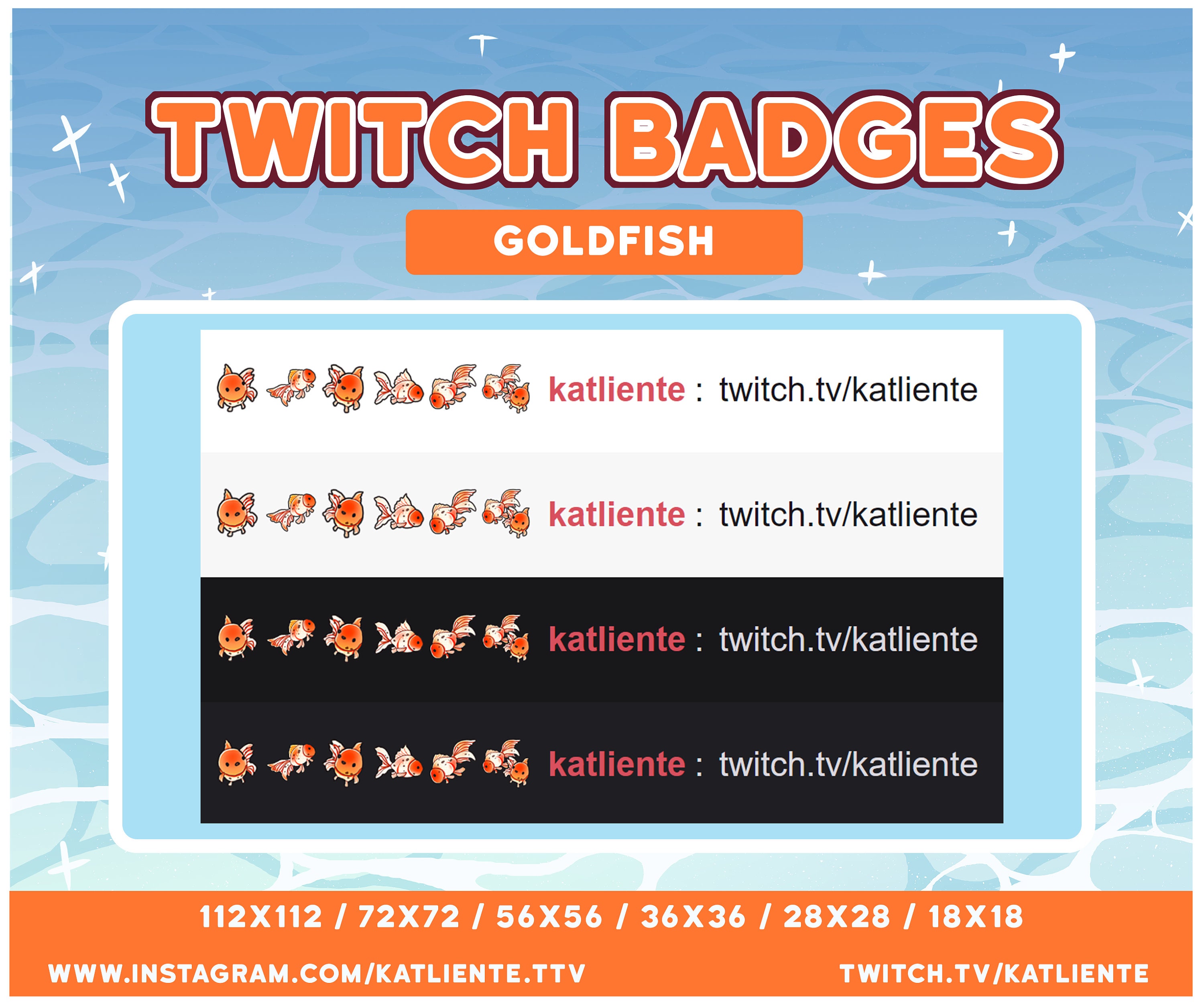 Orange Goldfish Koi Twitch Badges: Sea Pet Sub Emotes (digital Download ...