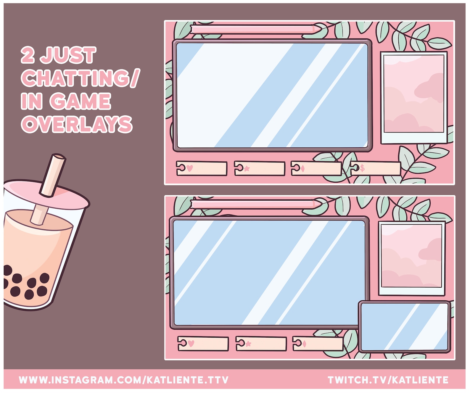 Animated Lofi Ipad and Boba Twitch Overlays and Scenes FULLY | Etsy Canada