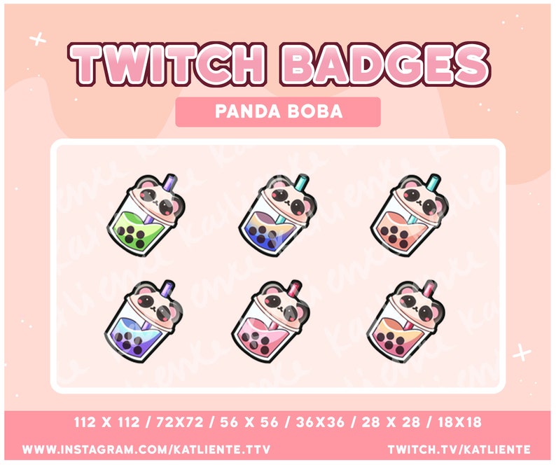 Kawaii Panda Bear Bubble Milk Tea Boba Drink Sub/bit Badges - Twitch - Etsy