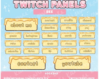 X25 Cute Bee Twitch Streamer Panels Kawaii Profile Honey Bee Vtuber ...