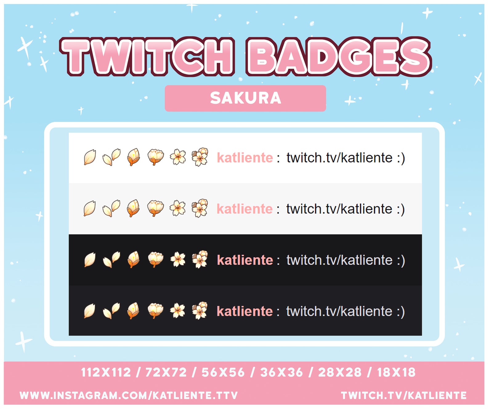 Kawaii Sakura Cherry Blossom Twitch Badges (digital Download) - Etsy