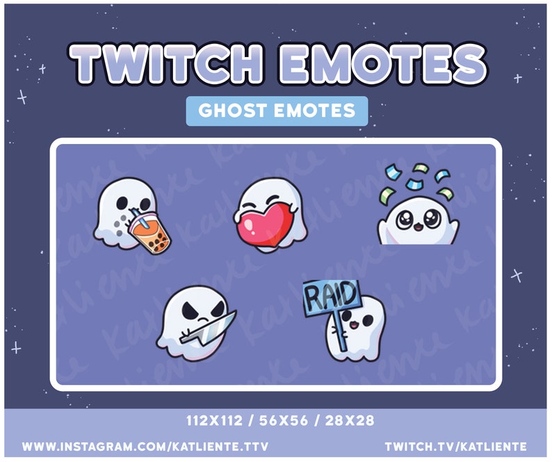 Ghost Spooky Witchy Emotes for Twitch - Raid, Heart, Hype, Angry, Boba ...