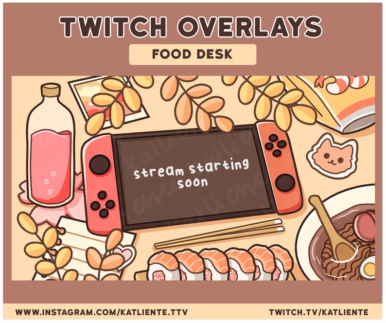Animated Lofi Desk Food Ramen Sushi Switch Twitch Overlays and - Etsy