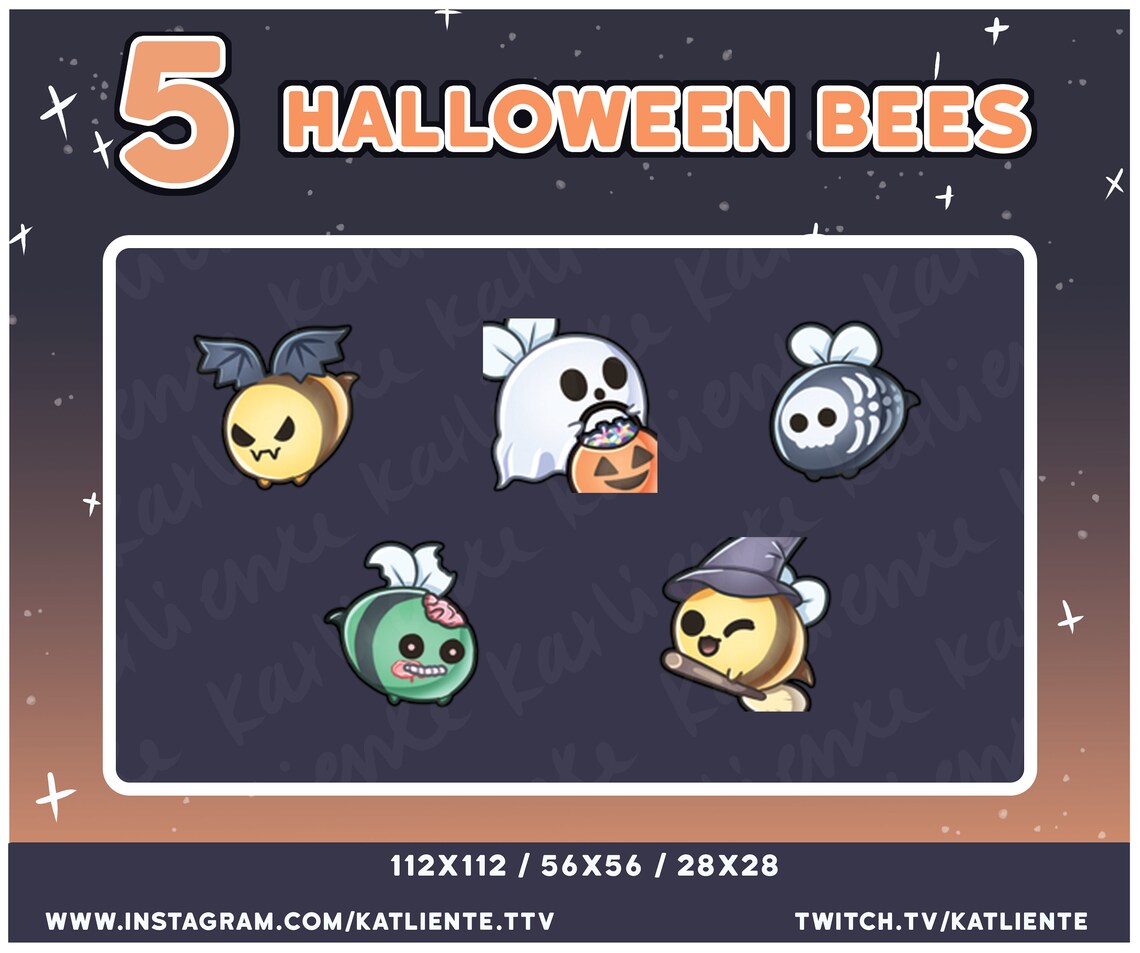HUGE SET of 24 Bee Emotes, Halloween, Christmas - Twitch, Discord ...