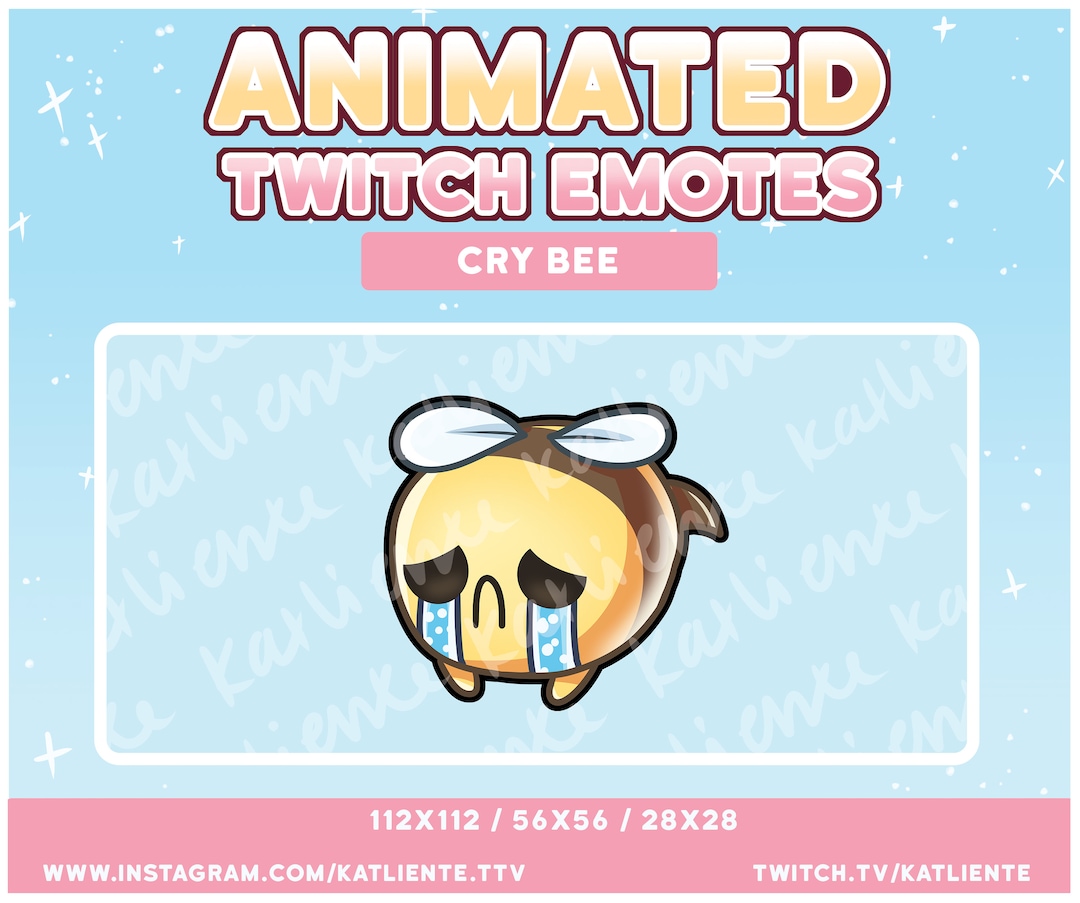 Animated Kawaii Bee Cry Sad Tears Sob Crying Emote - Twitch, Discord ...