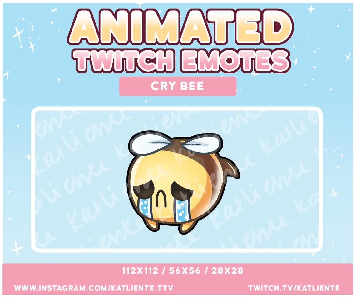 Animated Kawaii Bee Cry Sad Tears Sob Crying Emote - Twitch, Discord ...