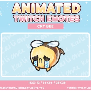 Animated Kawaii Bee Cry Sad Tears Sob Crying Emote - Twitch, Discord ...