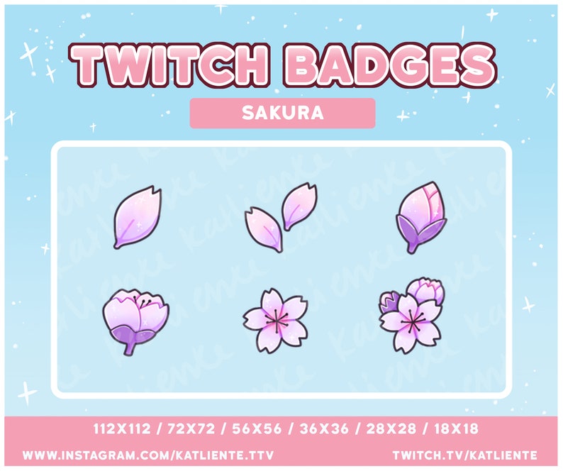 Kawaii Sakura Flower Twitch Badges: Purple Cherry Blossom (instant ...