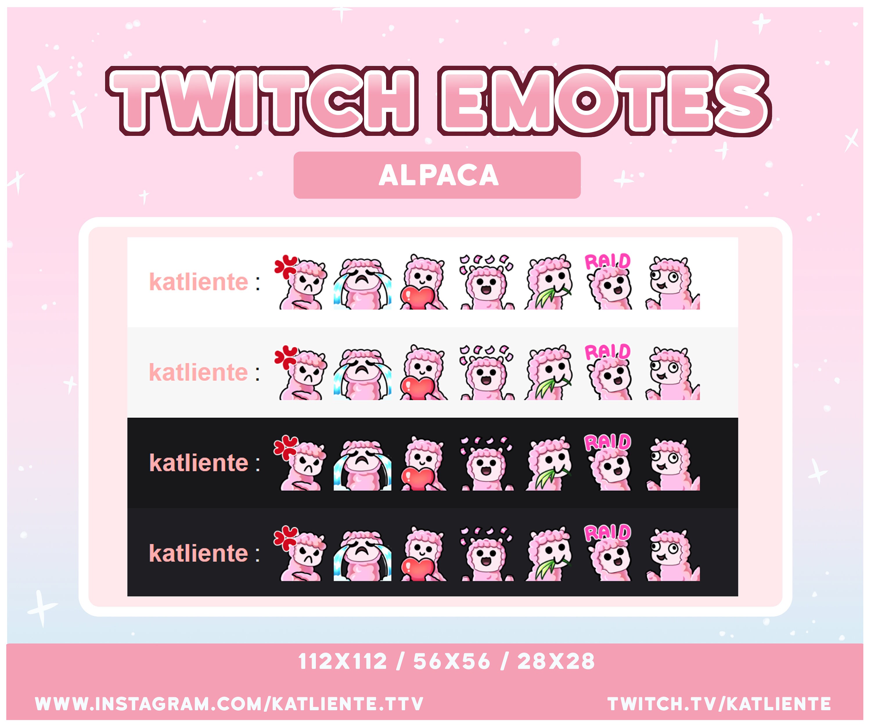 Kawaii Cute Animal Alpaca Llama Sheep Fluffy Pet Emotes - Twitch ...