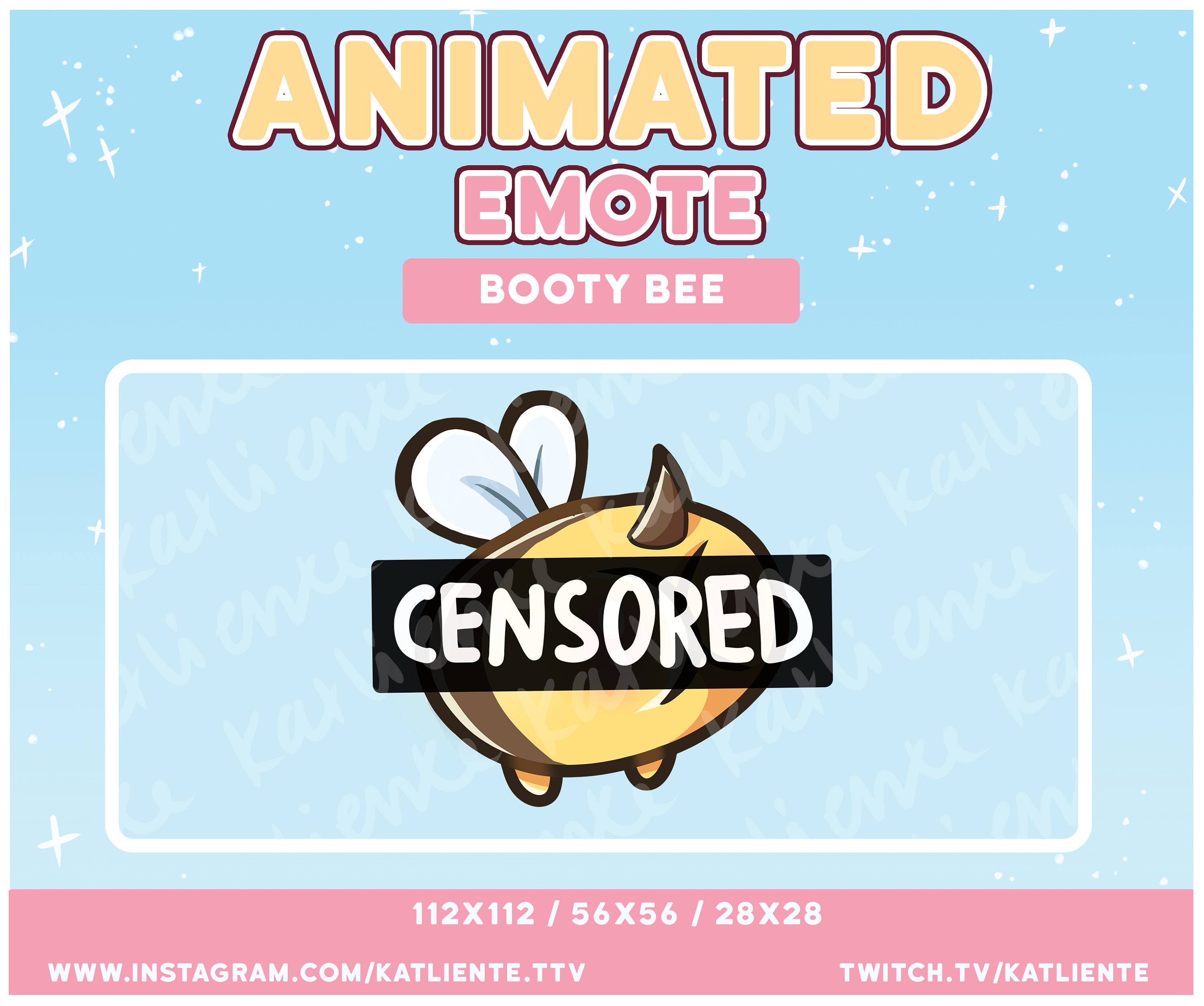 CENSORED Animated Kawaii Bee Booty Butt Bounce Twerk Emote Twitch, Discord, Youtube - Etsy