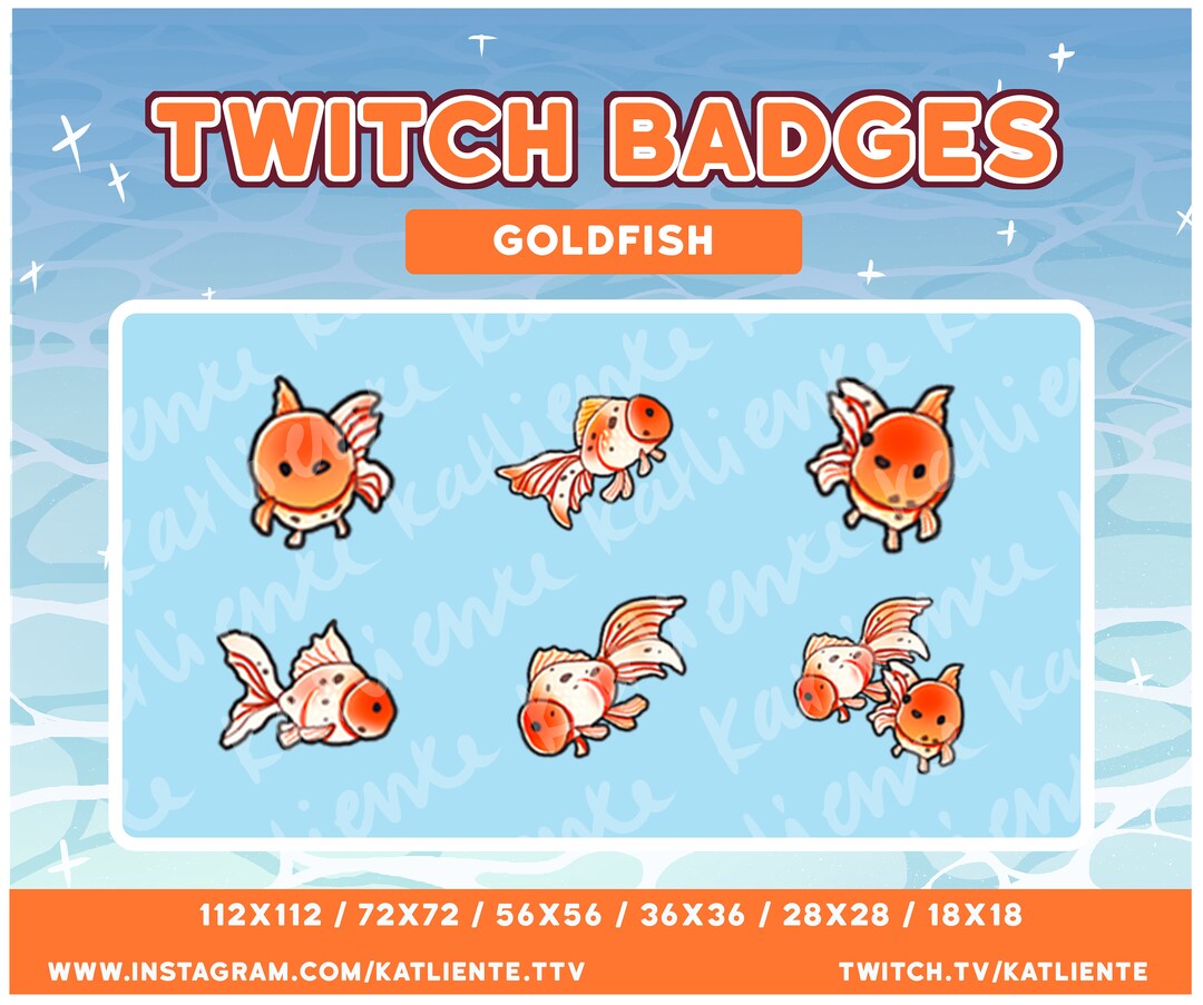 Orange Goldfish Koi Twitch Badges: Sea Pet Sub Emotes (digital Download ...