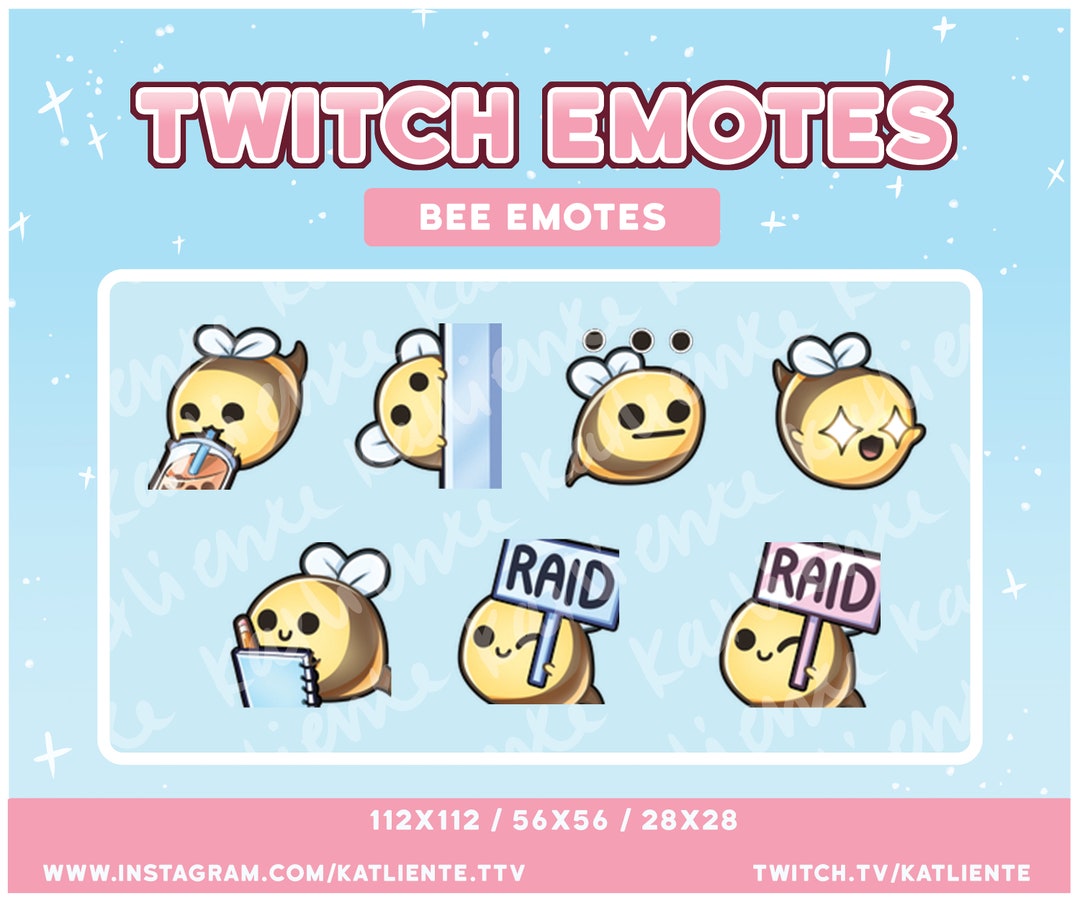 Kawaii Bee Emotes, Raid, Lurk, Boba, Notes, Meh - Twitch, Discord ...