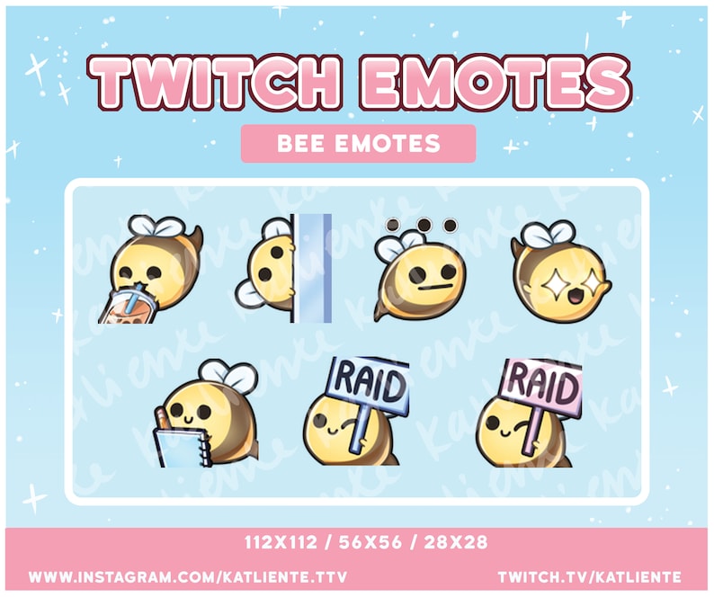 Kawaii Bee Emotes, Raid, Lurk, Boba, Notes, Meh - Twitch, Discord ...