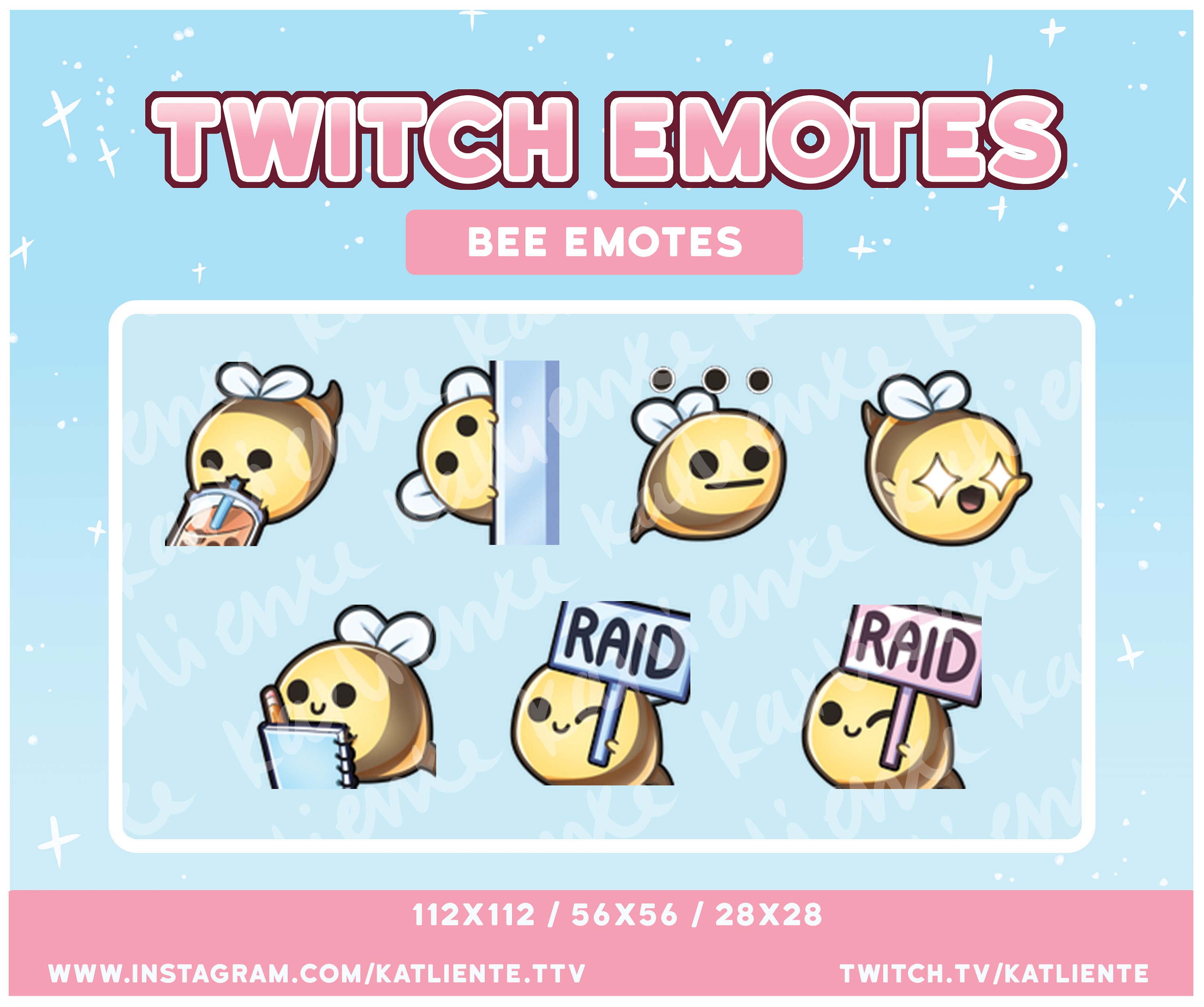 Kawaii Bee Emotes Raid Lurk Boba Notes Meh Twitch - Etsy UK
